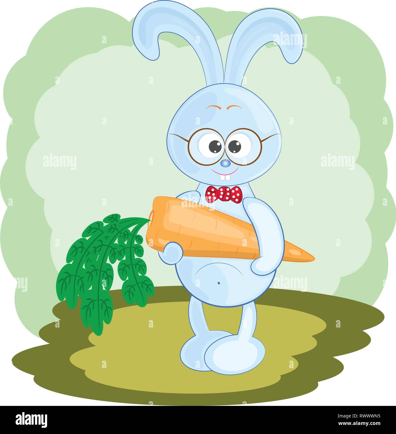 cute rabbit with carrot cartoon vector illustration Stock Vector Image ...