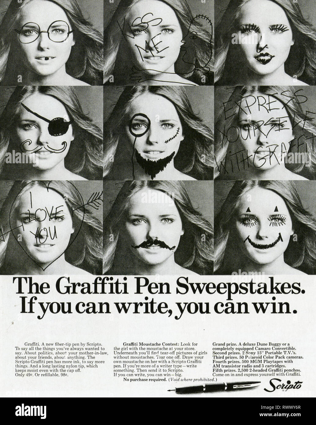 1960s USA Scripto Magazine Advert Stock Photo - Alamy