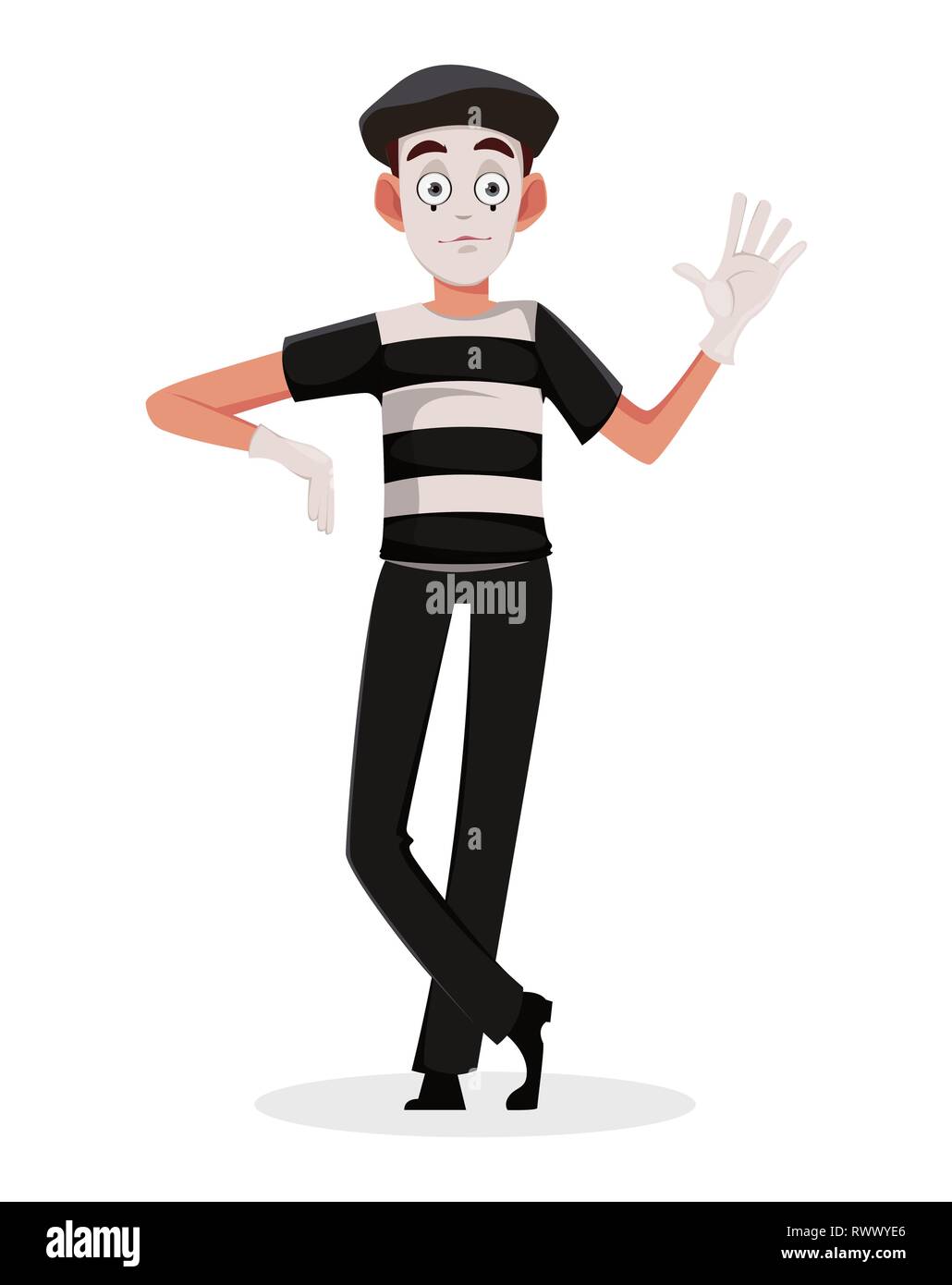 Mime cartoon character performing pantomime. Flat style. Usable for ...