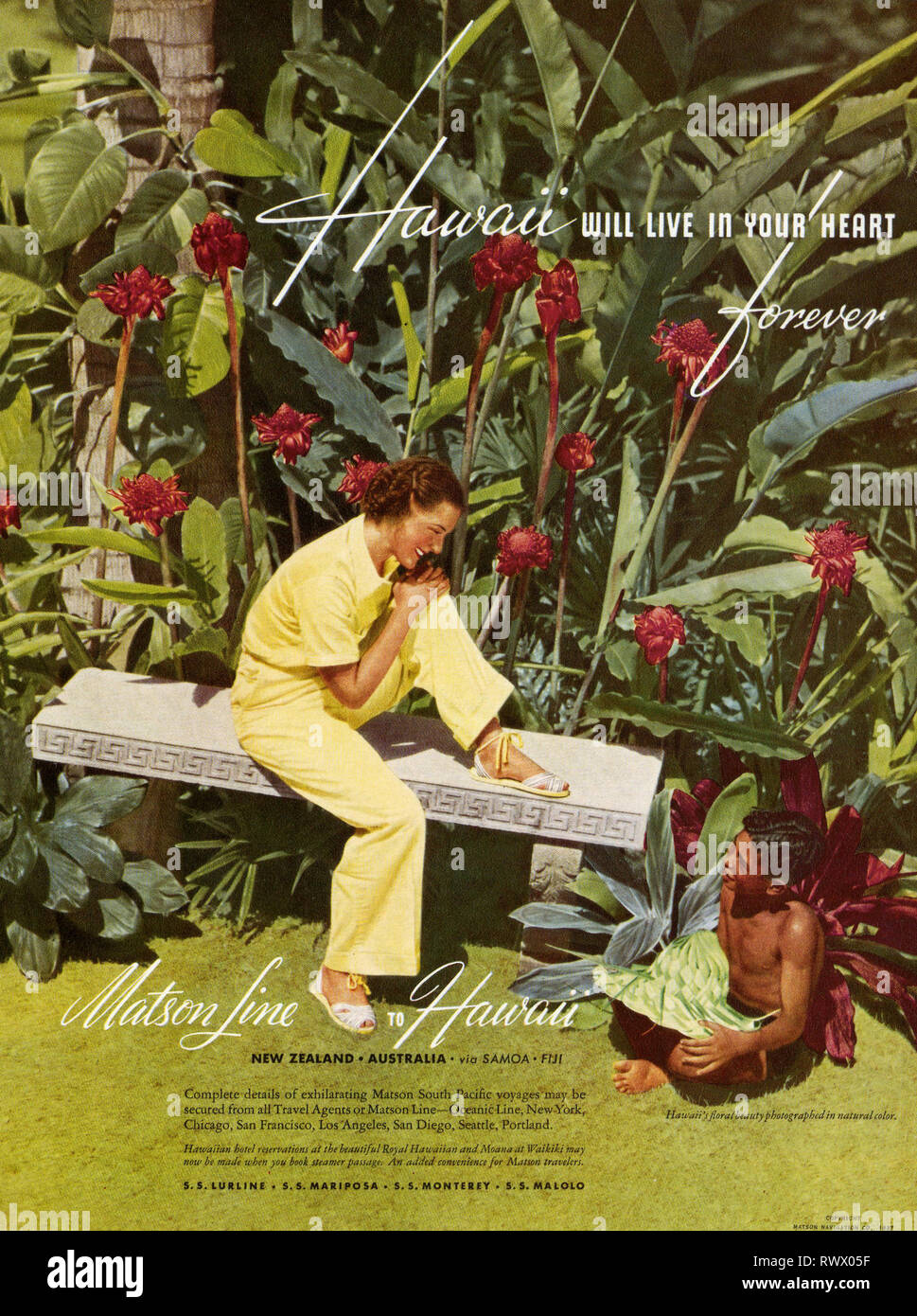 1930s USA Matson Magazine Advert Stock Photo - Alamy