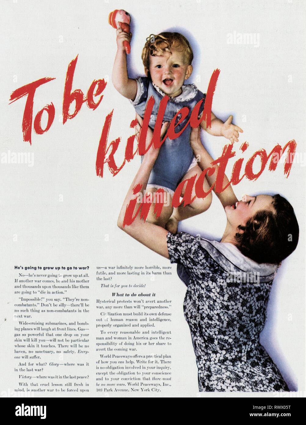 1930s USA World Peaceways Magazine Advert Stock Photo - Alamy