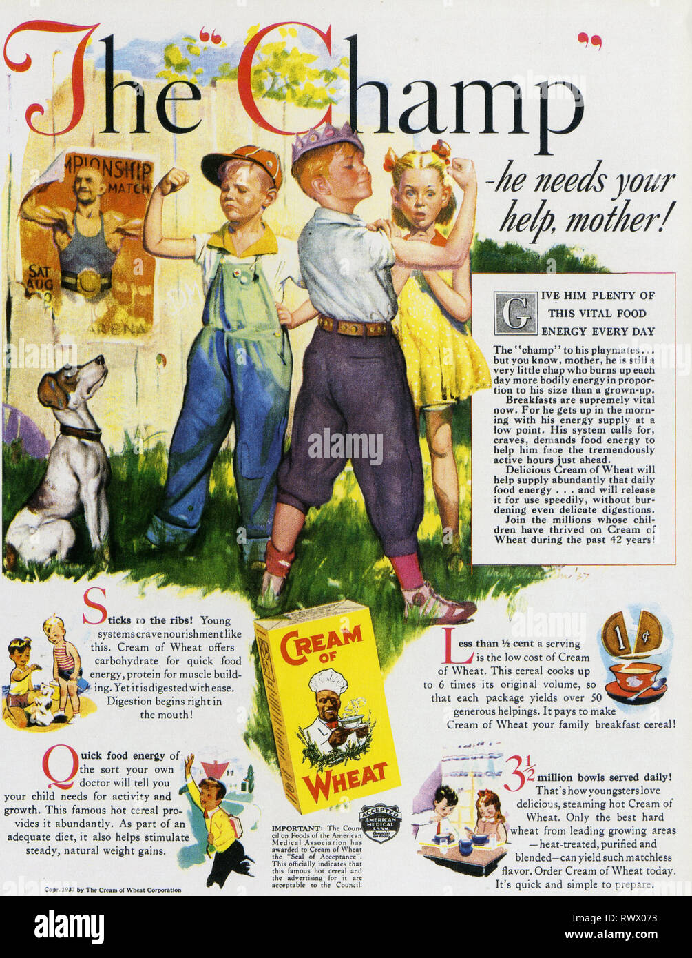 1930s USA Cream of Wheat Magazine Advert Stock Photo - Alamy