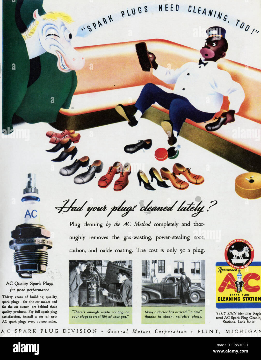 1930s USA AC Spark Plug Division Magazine Advert Stock Photo - Alamy