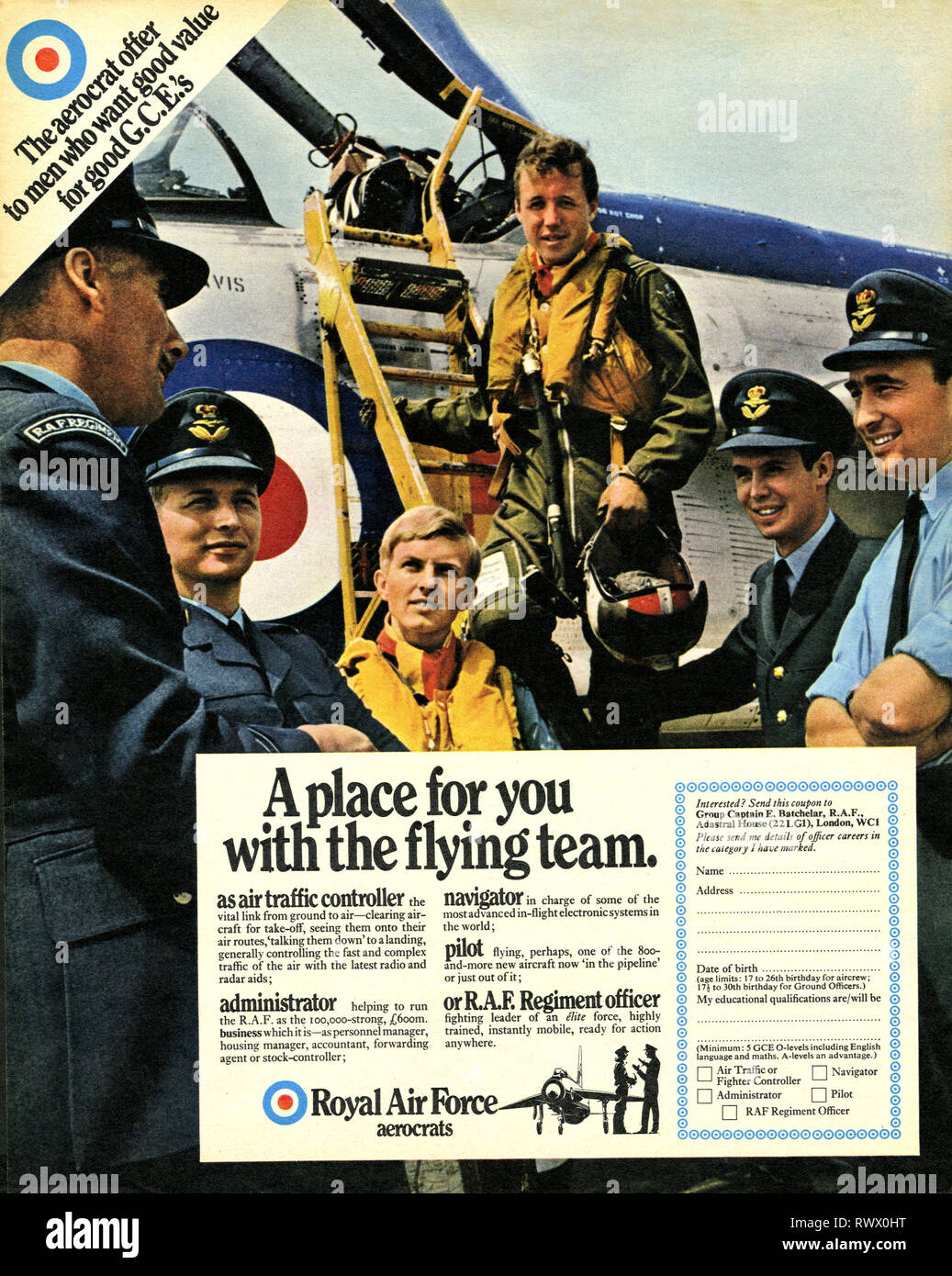 1970s UK Royal Air Force Magazine Advert Stock Photo - Alamy