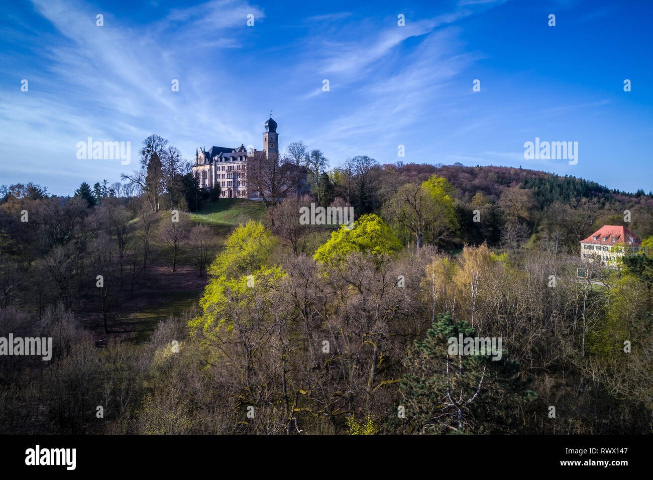 Air view of the Callenberg Palace in Coburg, Bavaria, Germany Stock ...