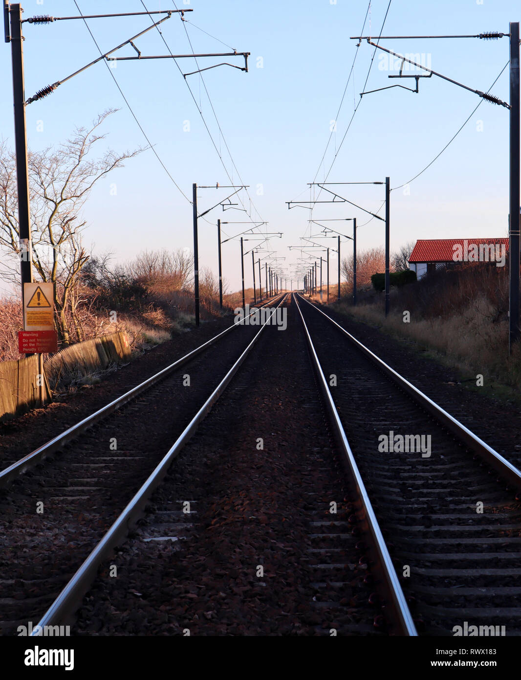 Looking down Railway Tracks Stock Photo - Alamy