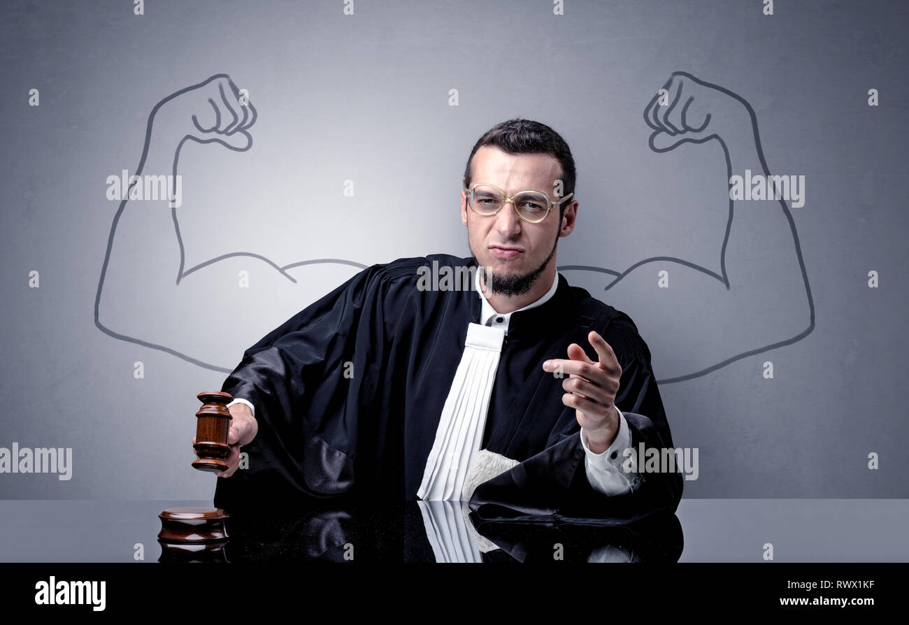 Young judge with brawny design on his back Stock Photo - Alamy