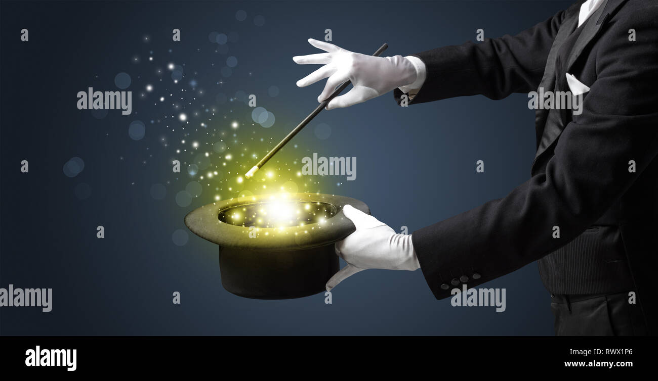 White glove hand conjuring something mysterious Stock Photo - Alamy