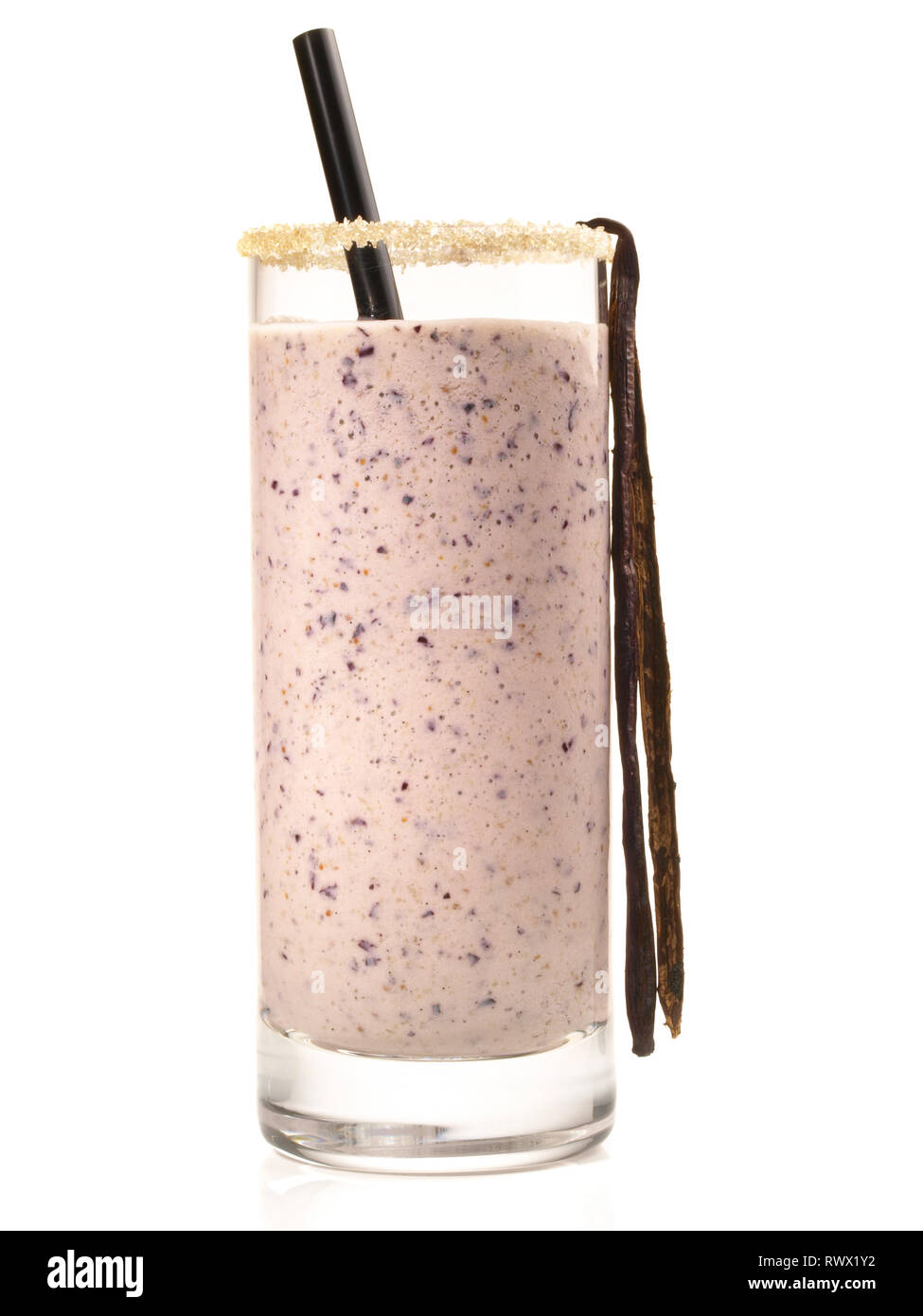 Blueberry Milkshake on white Background Stock Photo - Alamy