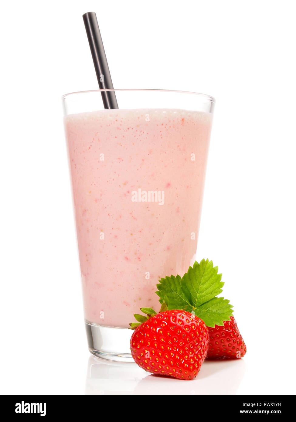 Strawberry Milkshake on white Background Stock Photo - Alamy