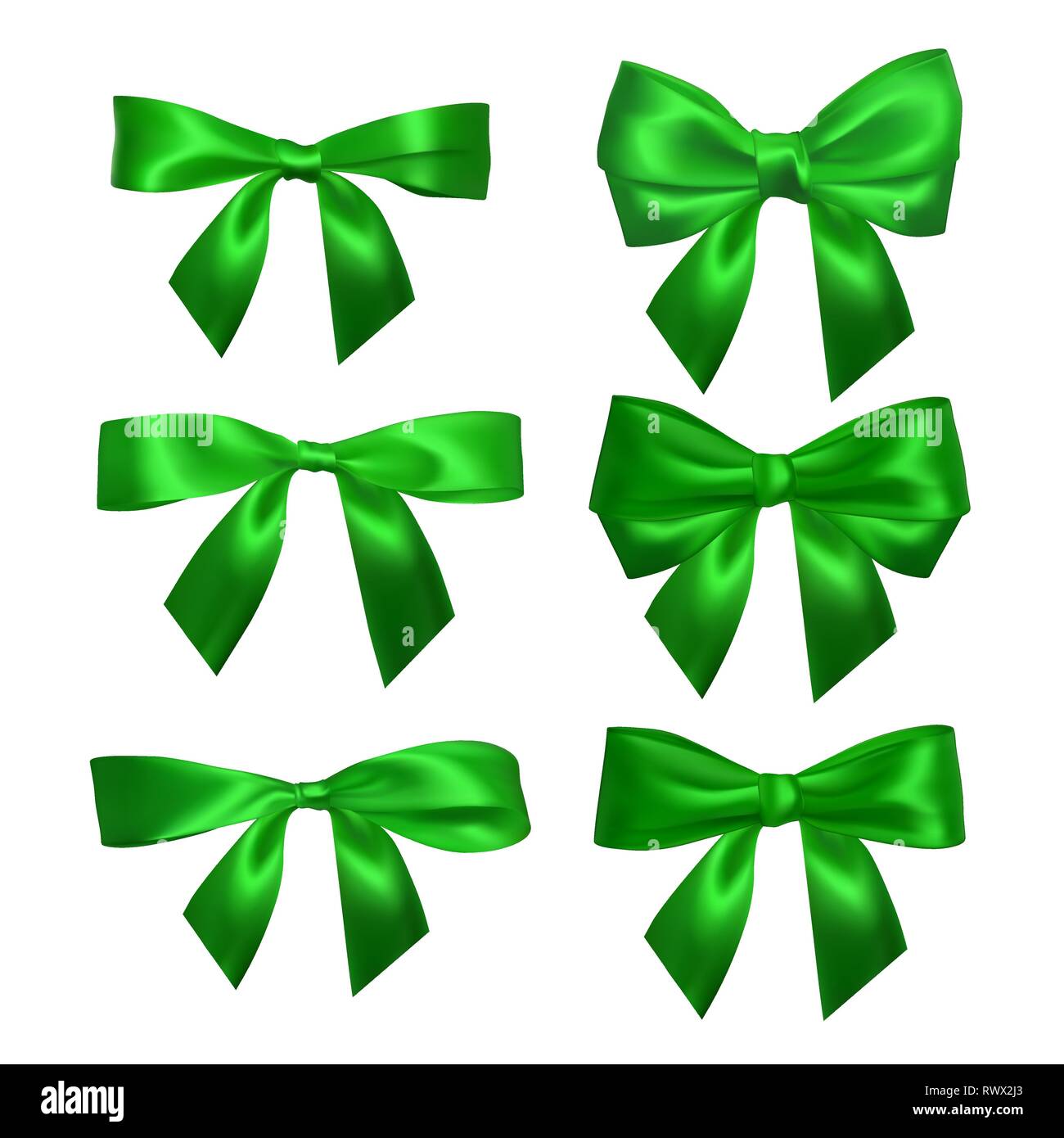 Realistic green bow isolated on white. Element for decoration gifts ...
