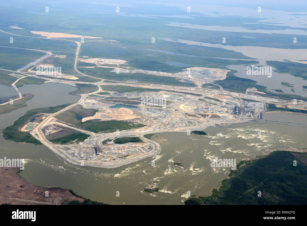 aerial, construction, Keeyask Generating Station, Gillam, Manitoba ...