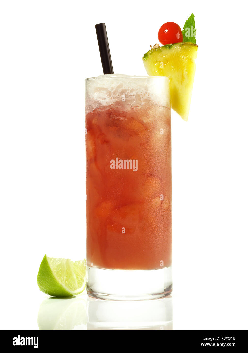 Singapore Sling Cocktail on white Background Stock Photo - Alamy