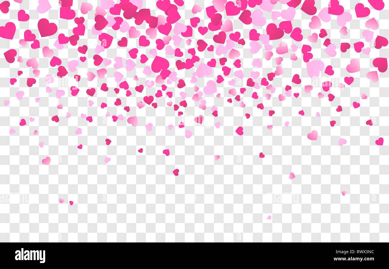 Vector realistic isolated heart confetti on the transparent background ...