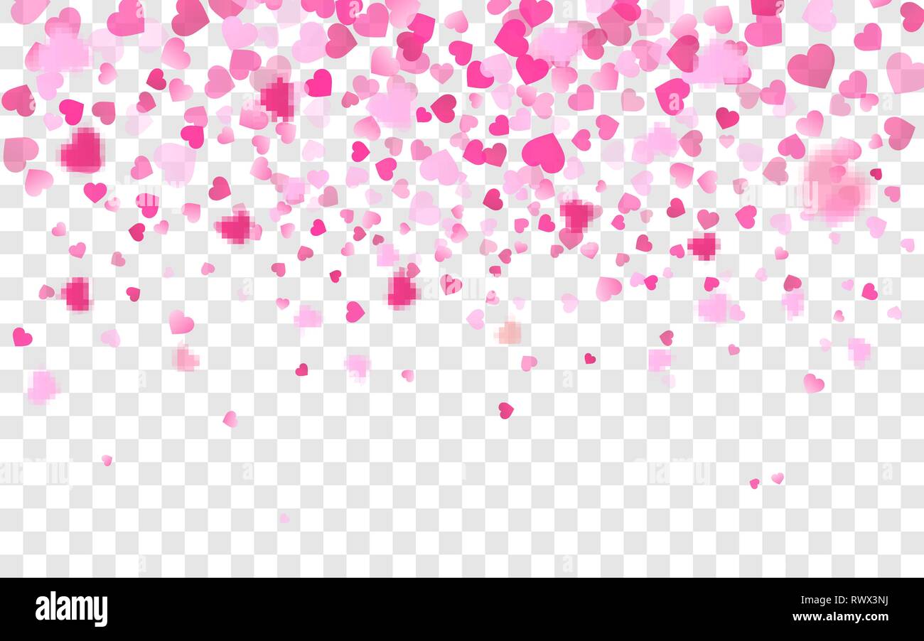 Vector realistic isolated heart confetti on the transparent background ...