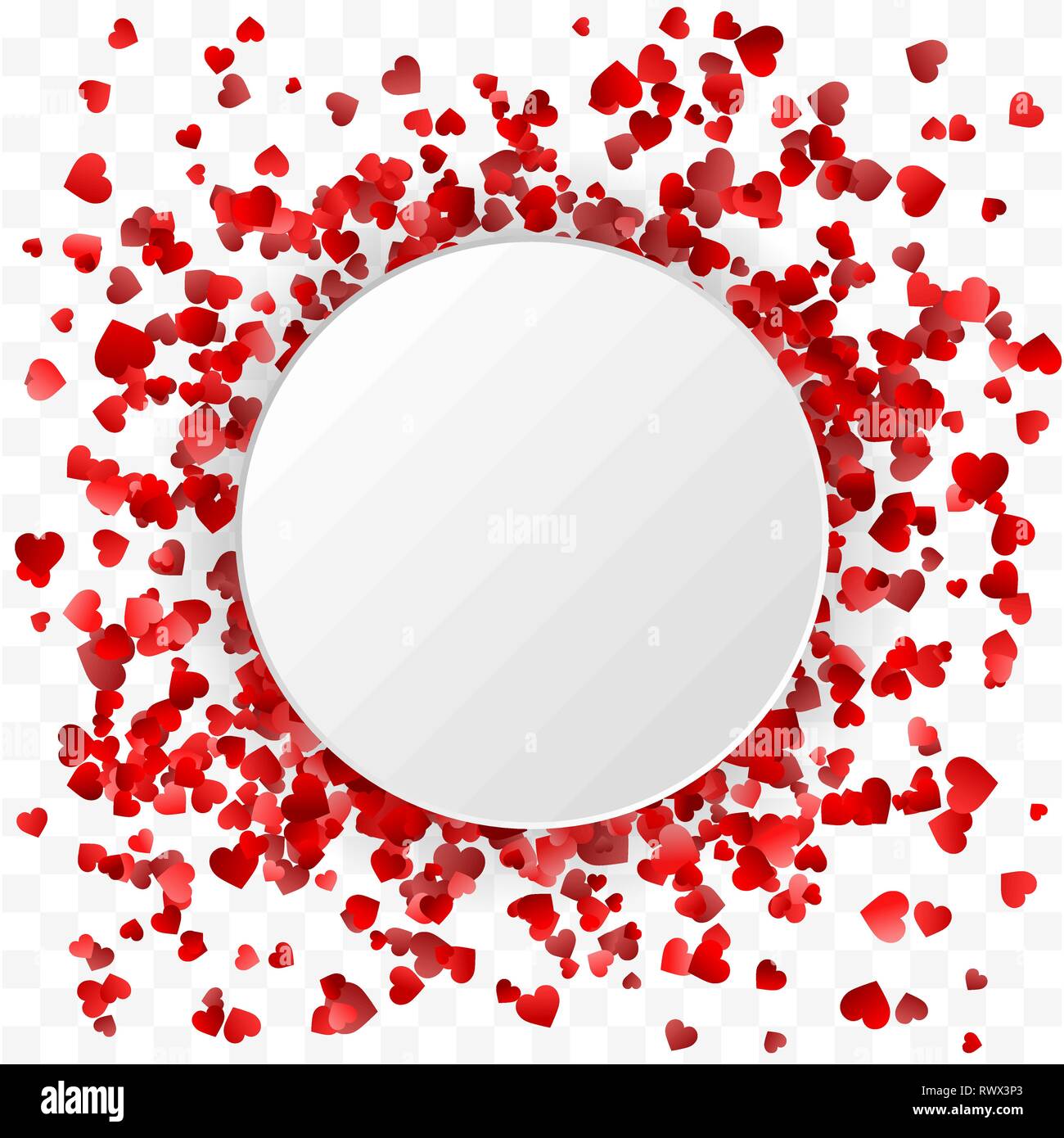 Valentine's Day banner. Hearts round frame banner on white background ...