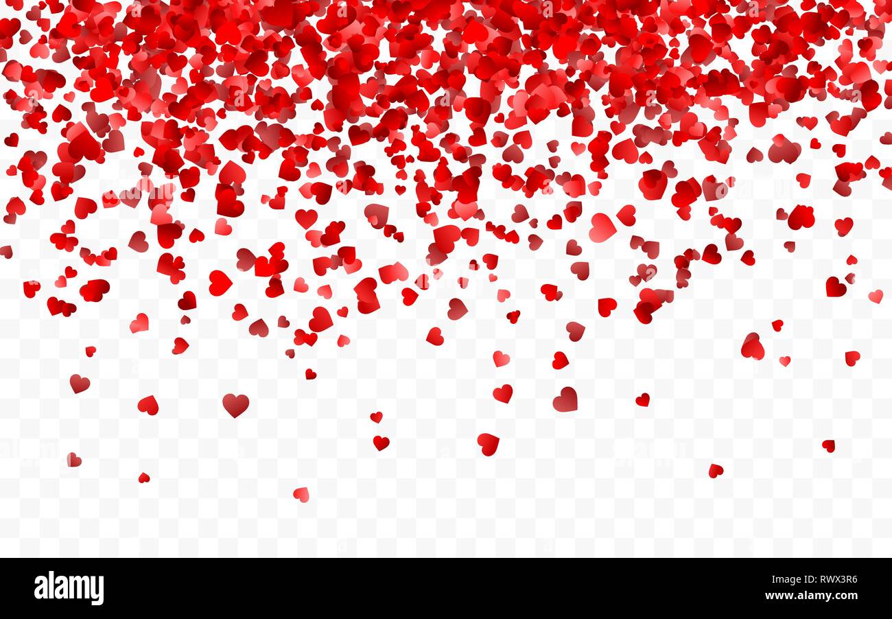 Vector realistic isolated heart confetti on the transparent background ...