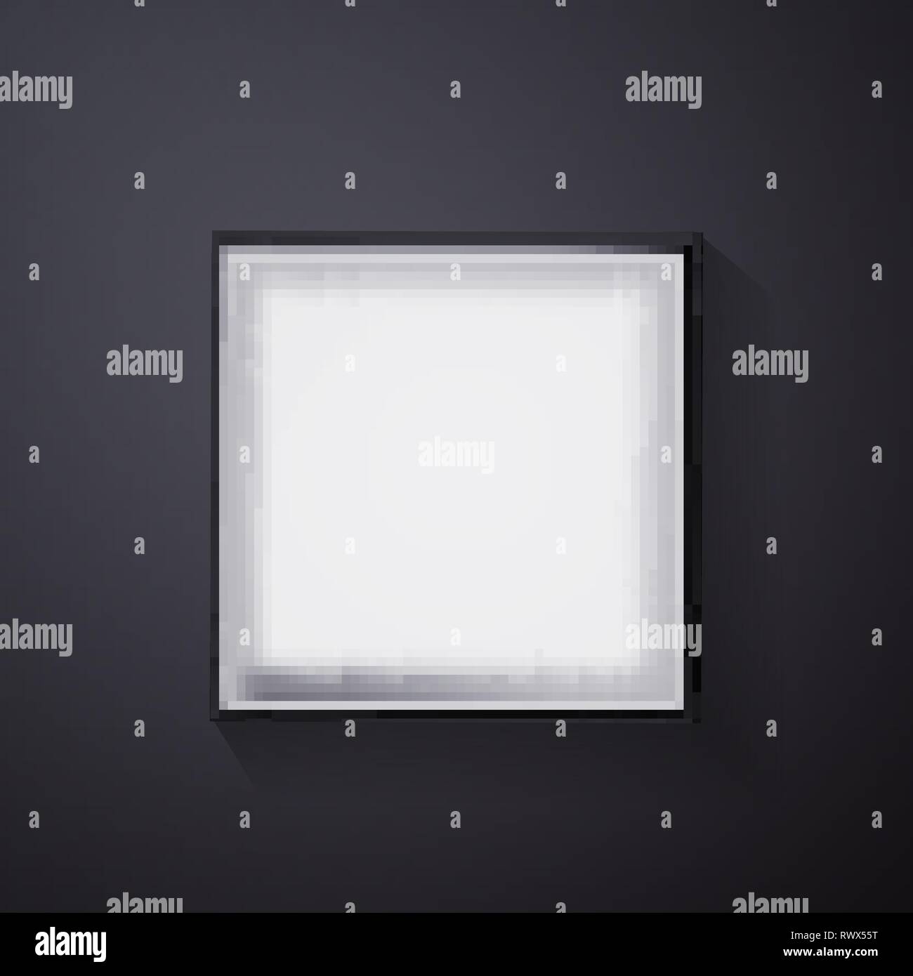 Open black empty gift box on dark background. Top view. Template for ...