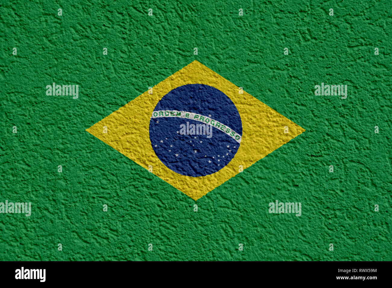 Brazil Politics Or Business Concept: Brazilian Flag Wall With Plaster ...