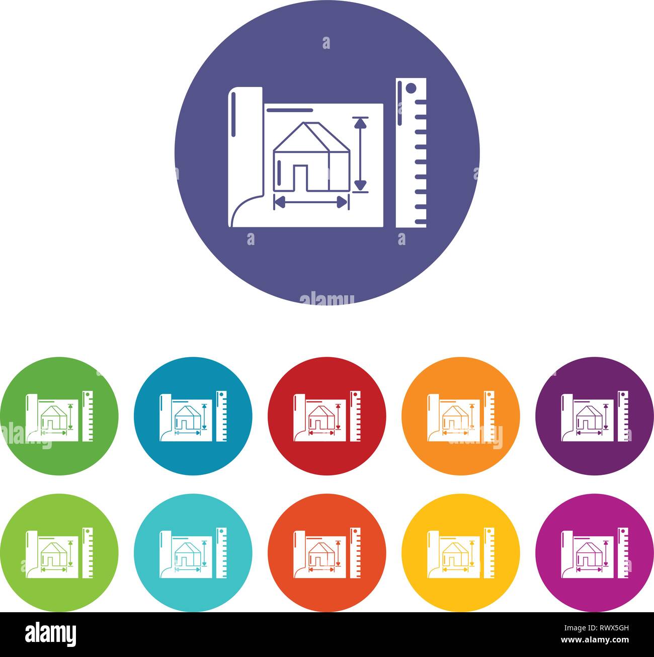 House plan icons set vector color Stock Vector Image & Art - Alamy