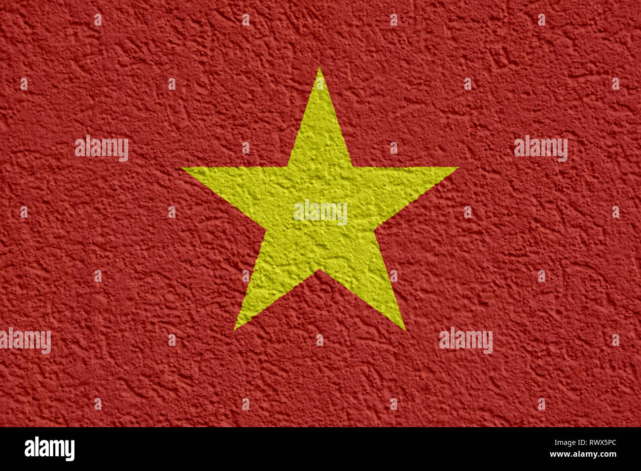 Vietnam Politics Or Business Concept: Vietnamese Flag Wall With Plaster ...