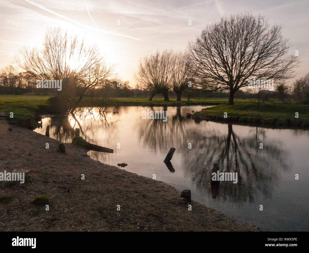 Beautiful countryside Dedham water scene outside nature landscape space ...