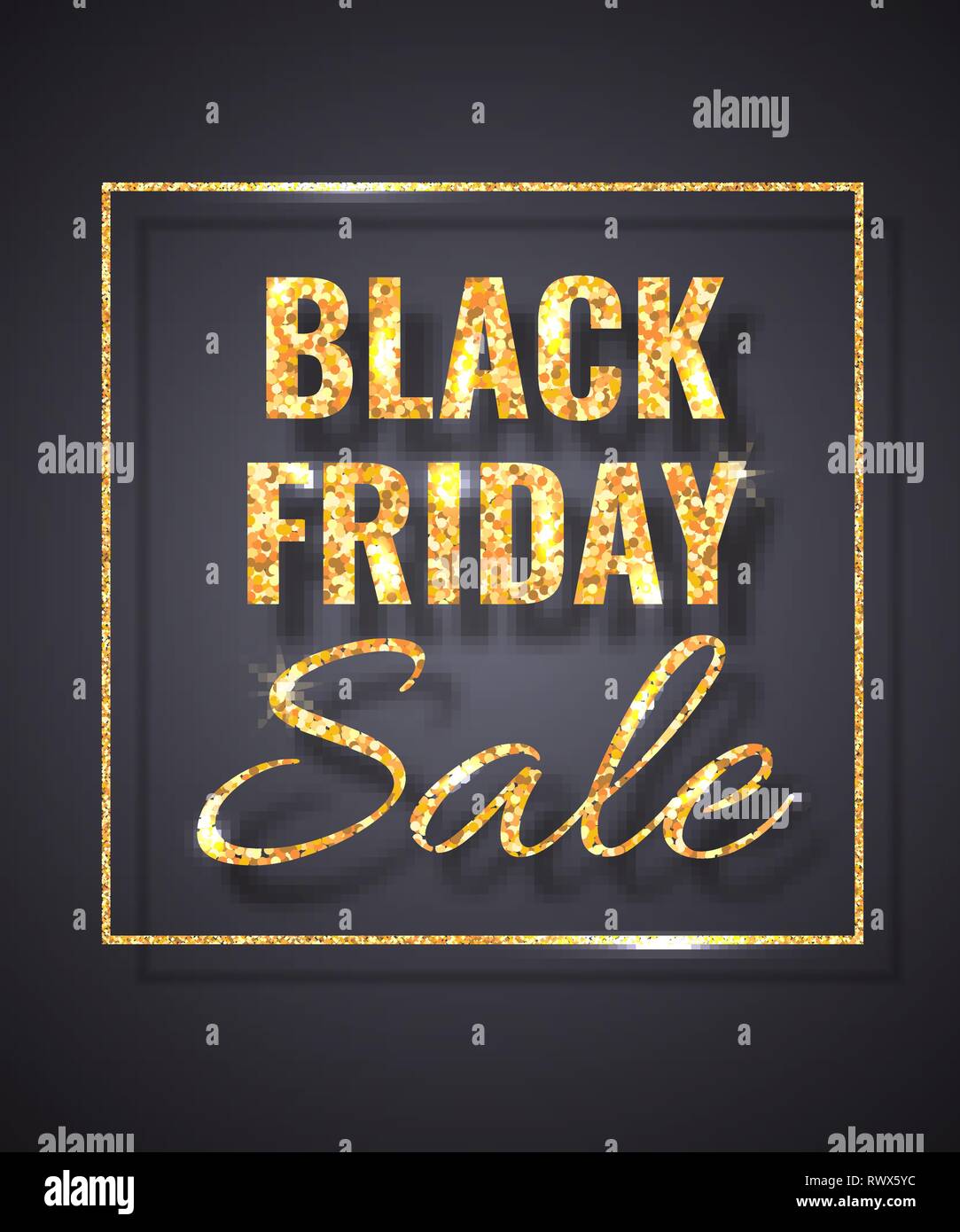 Black Friday Sale Golden glitter sparkle on dark background. Vector ...
