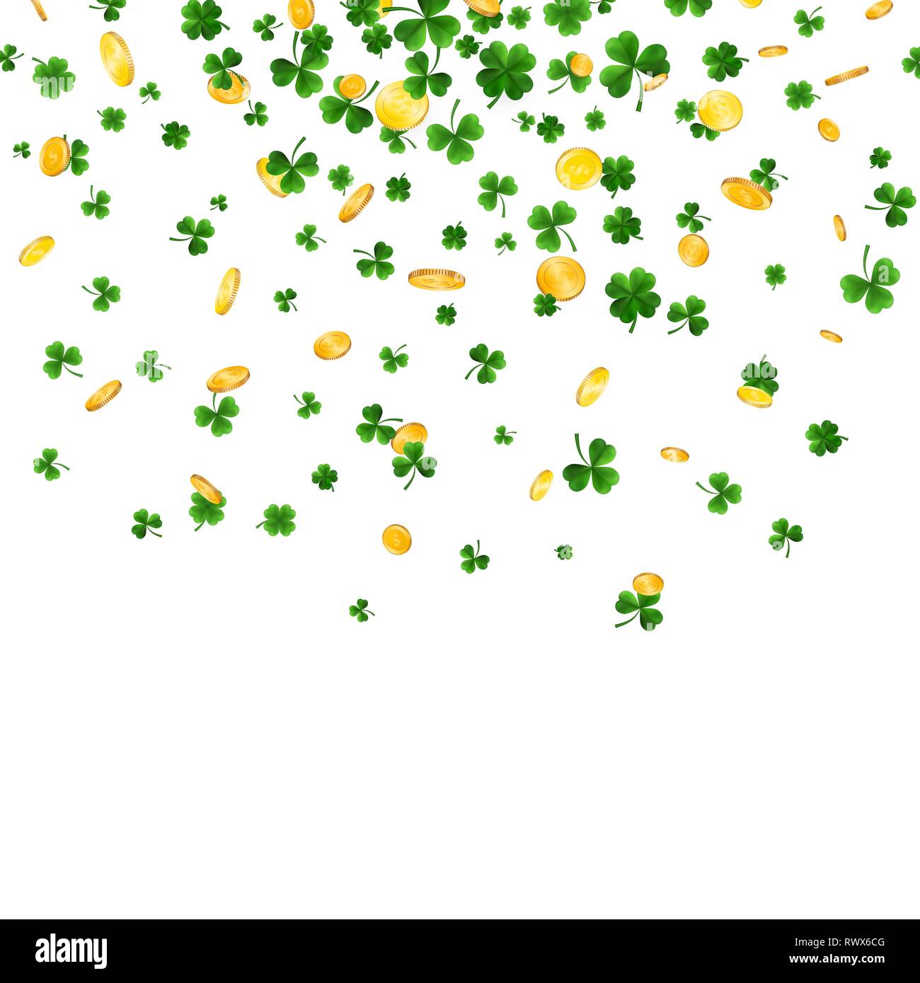 Saint Patrick's Day Border with Green Four and Tree Leaf Clovers and ...