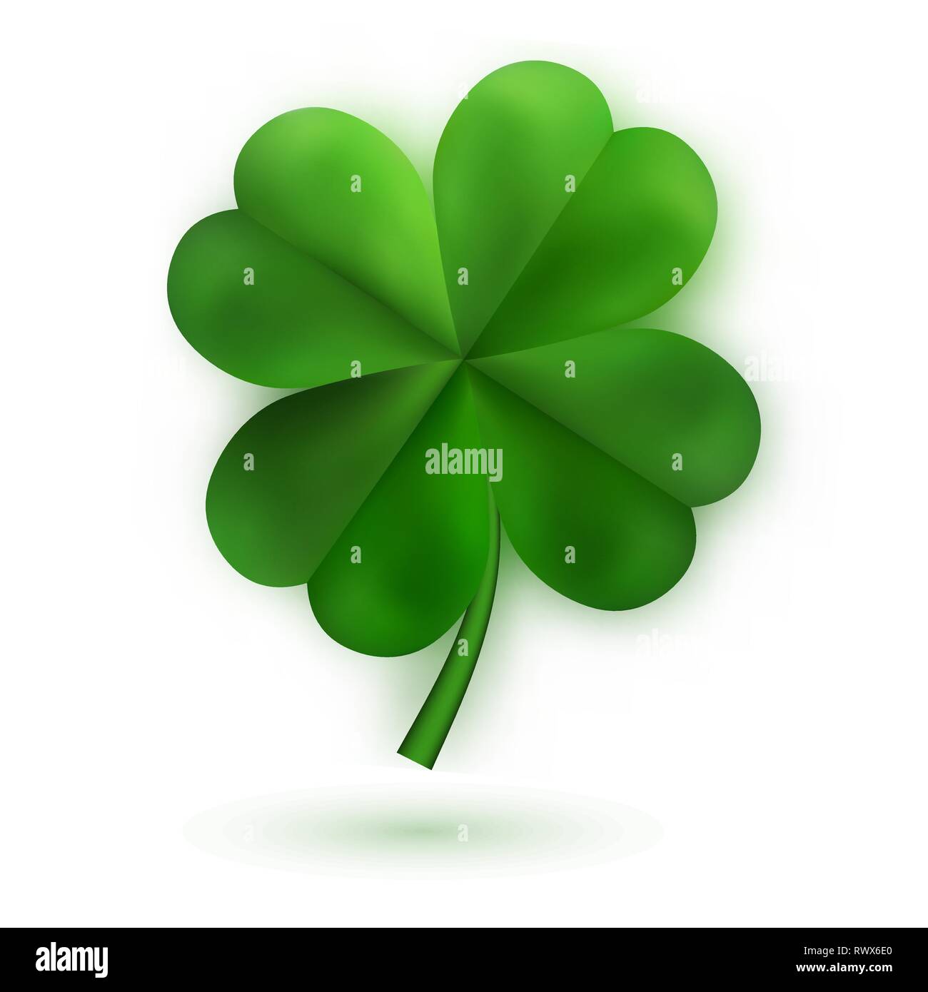 Green Four Leaf Clovers. Irish Lucky and success symbols. Vector ...