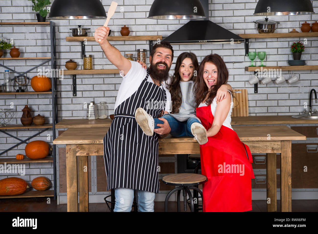 Cooking food concept. Prepare delicious meal. Breakfast time. Family ...