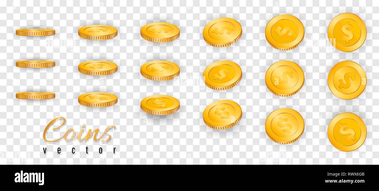 Realistic stack of gold coins isolated on transparent background ...