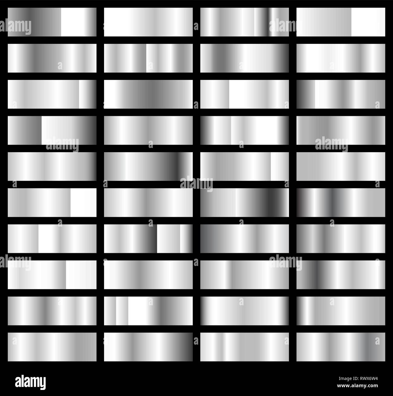 Collection of silver, chrome metallic gradient. Brilliant plates with ...