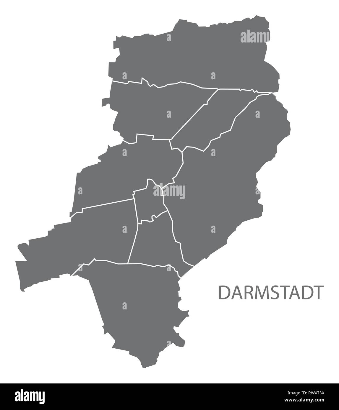 Darmstadt city map with boroughs grey illustration silhouette shape Stock Vector Image & Art - Alamy