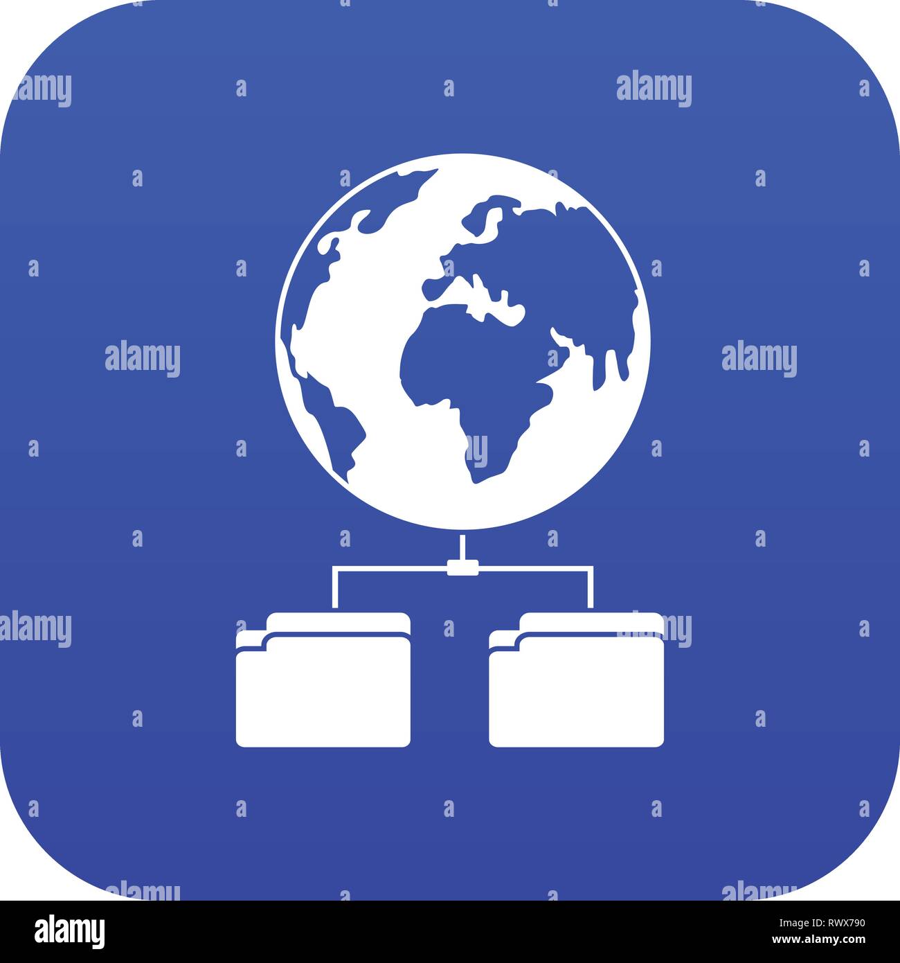 Planet and two folders icon digital blue Stock Vector Image & Art - Alamy