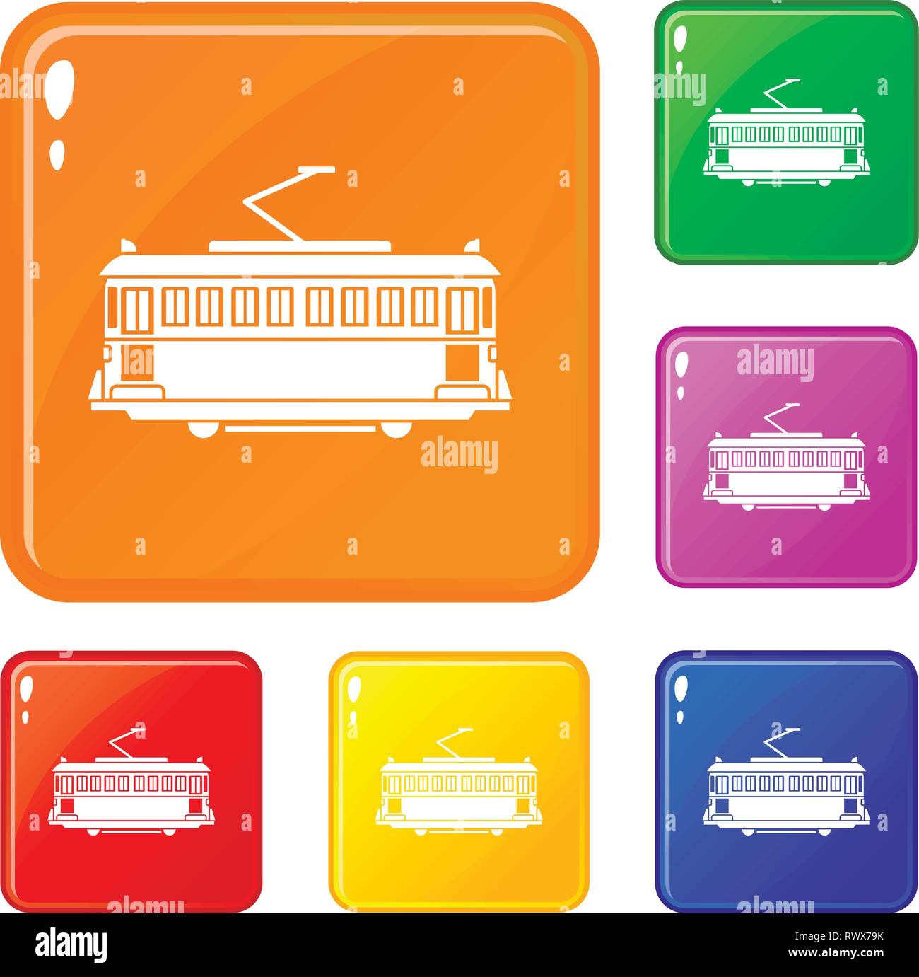 Tram icons set vector color Stock Vector Image & Art - Alamy