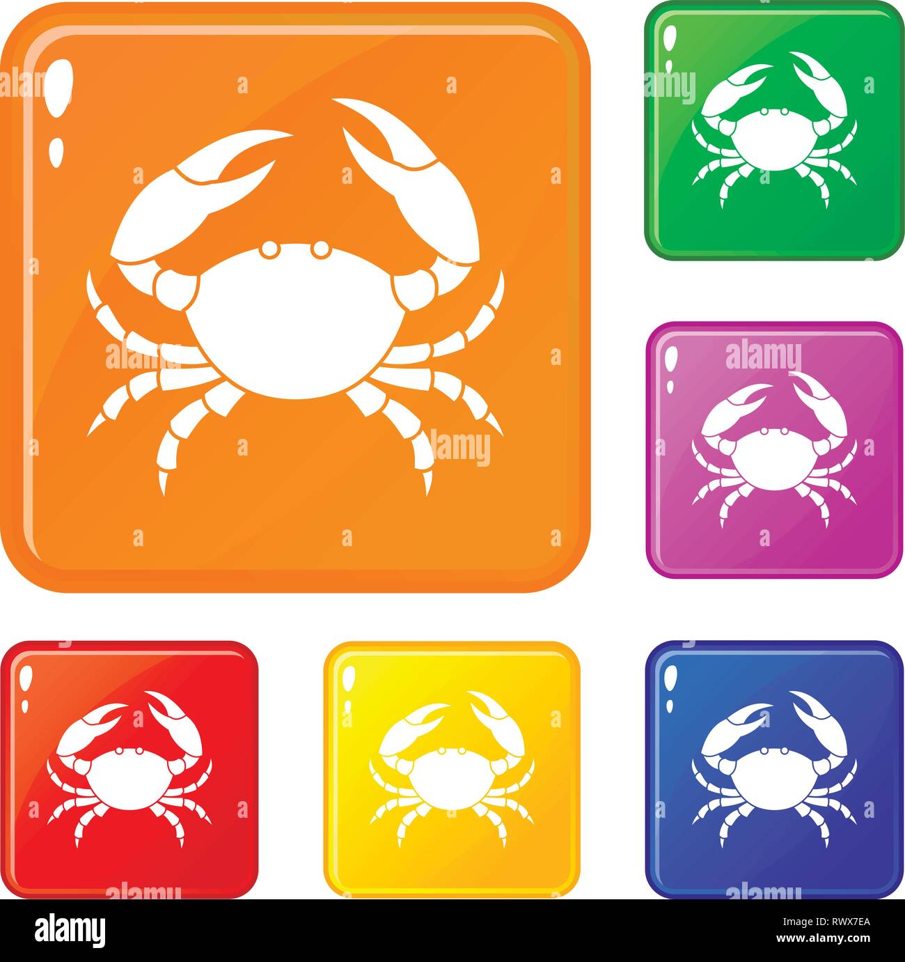Crab icons set vector color Stock Vector Image & Art - Alamy