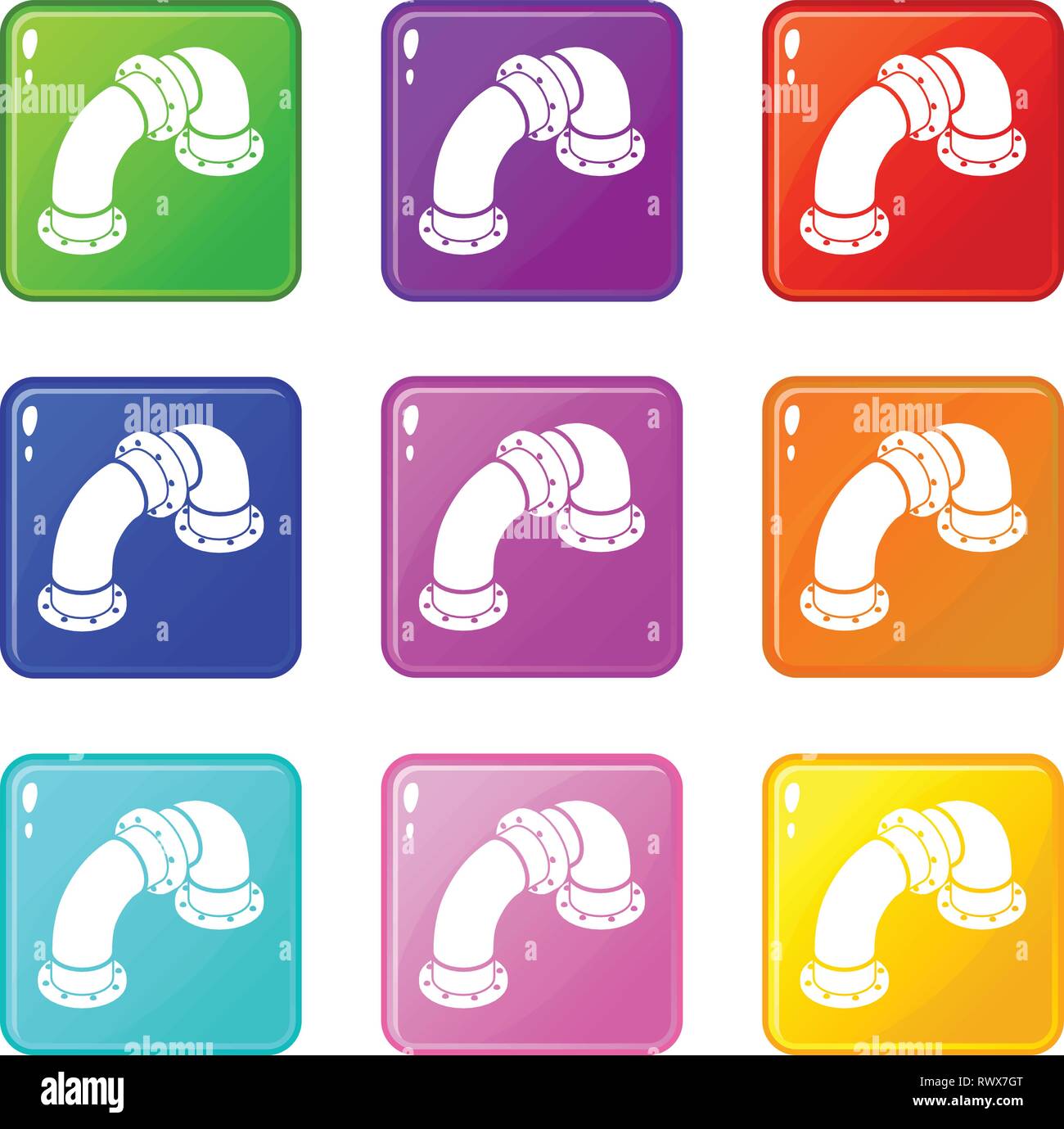 Curved pipe icons set 9 color collection Stock Vector Image & Art - Alamy
