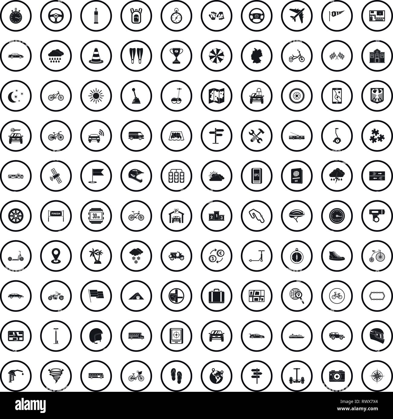 100 ride icons set, simple style Stock Vector Image & Art - Alamy