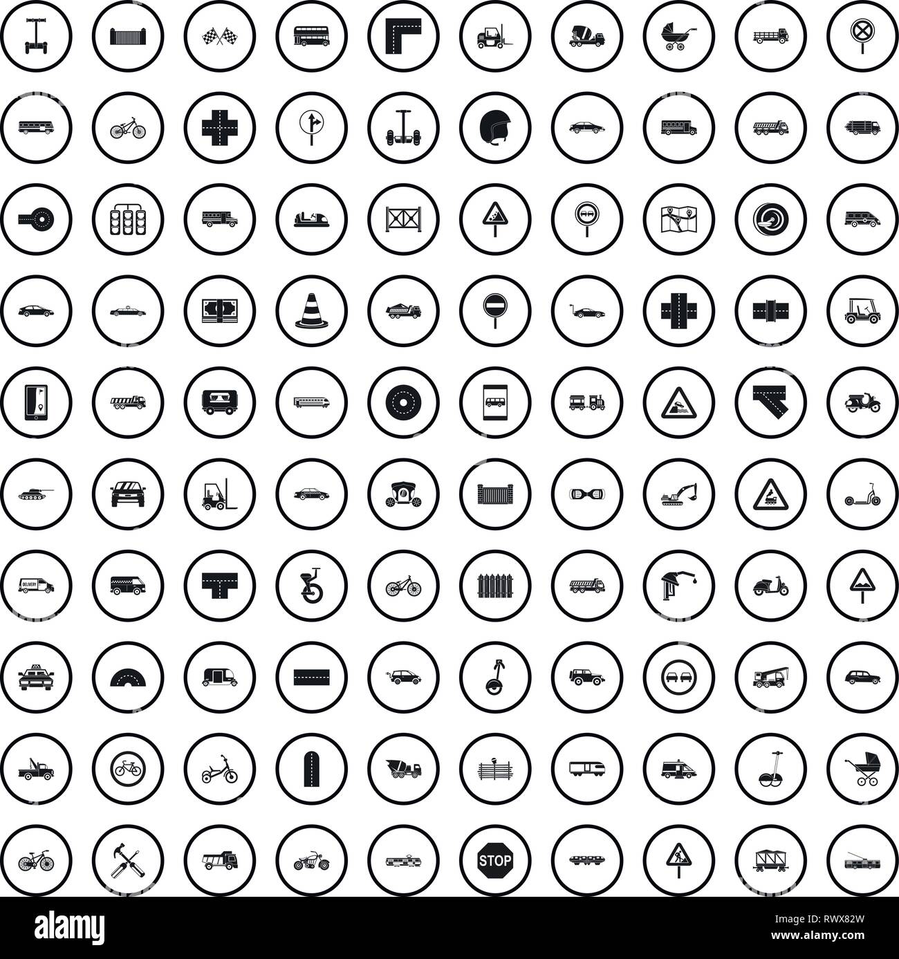 100 road icons set, simple style Stock Vector Image & Art - Alamy