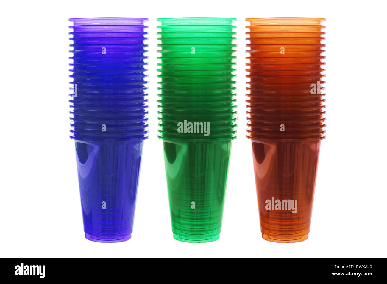 Plastic Cups on White Background Stock Photo - Alamy