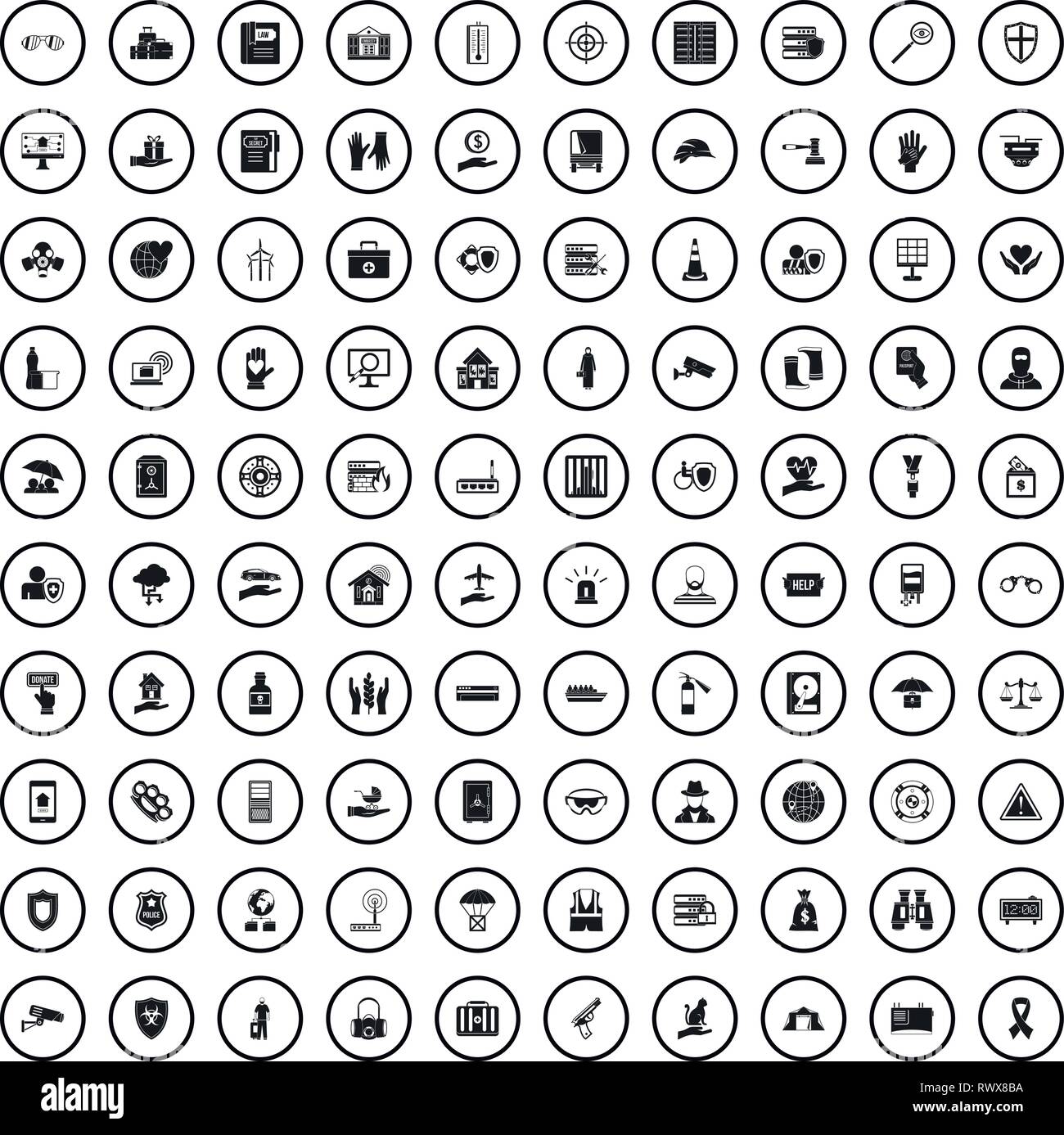 100 safety icons set, simple style Stock Vector Image & Art - Alamy