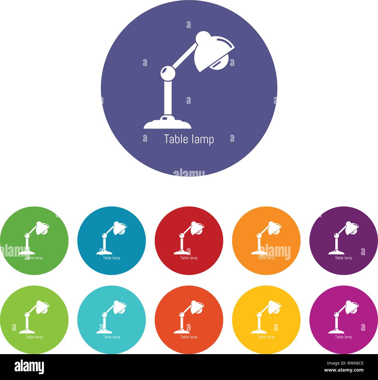 Table lamp icons set vector color Stock Vector Image & Art - Alamy