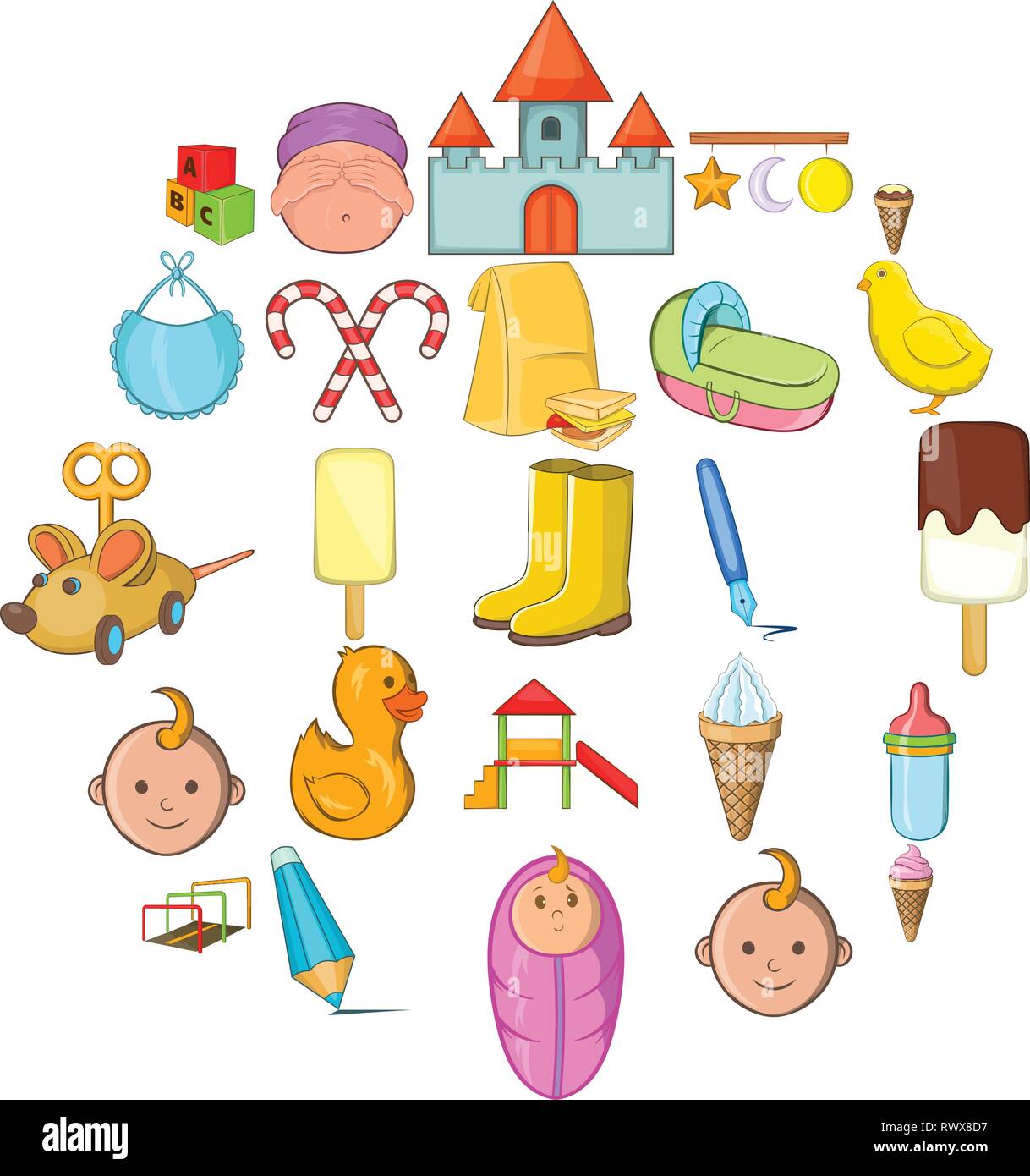Baby icons set, cartoon style Stock Vector Image & Art - Alamy