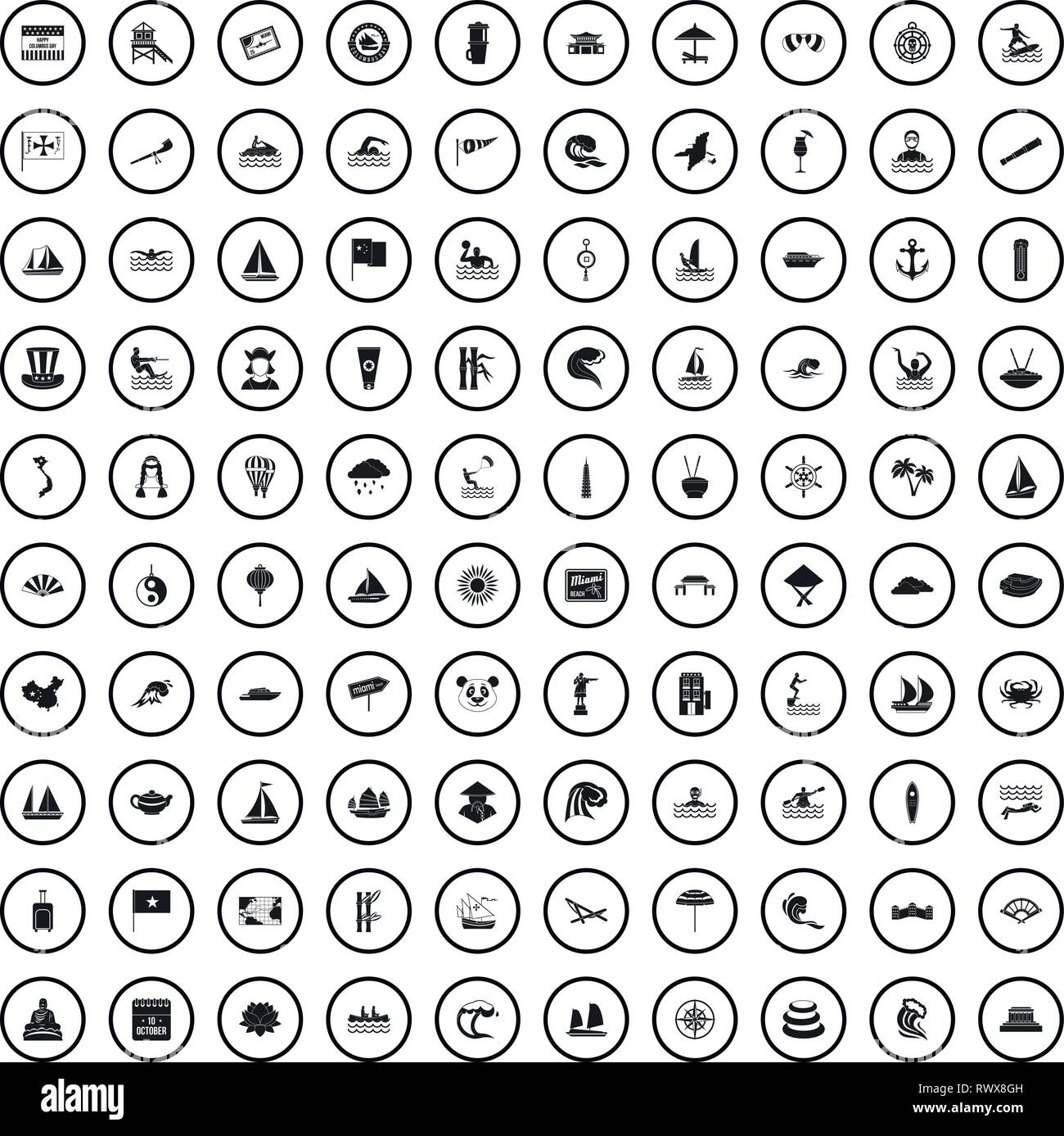 100 sailing vessel icons set, simple style Stock Vector Image & Art - Alamy