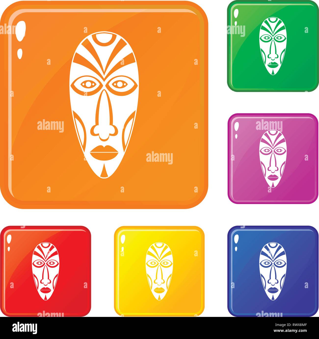 African mask icons set vector color Stock Vector Image & Art - Alamy