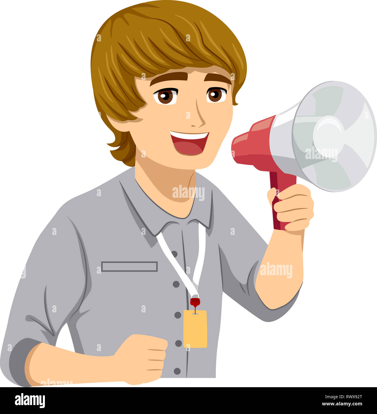 Cartoon illustration man screaming loud hi-res stock photography and ...