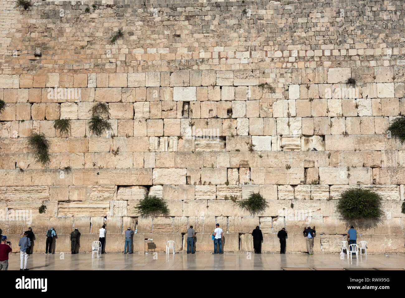 JERUSALEM, ISRAEL - MAY 15, 2018: Jewish prayers and tourists praying ...