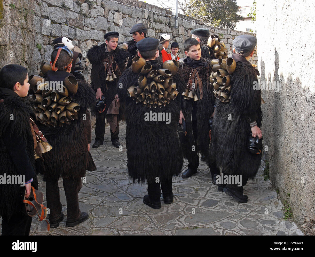 Mamoiada, Sardinia, Italy. Mammuthones traditional carnival Stock Photo ...