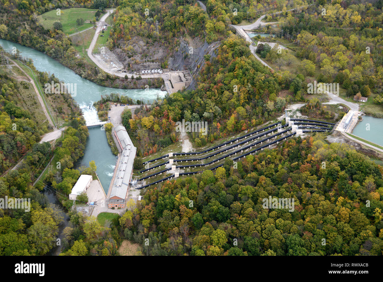 aerial, DeCew Falls Generating Station, Ontario Stock Photo - Alamy