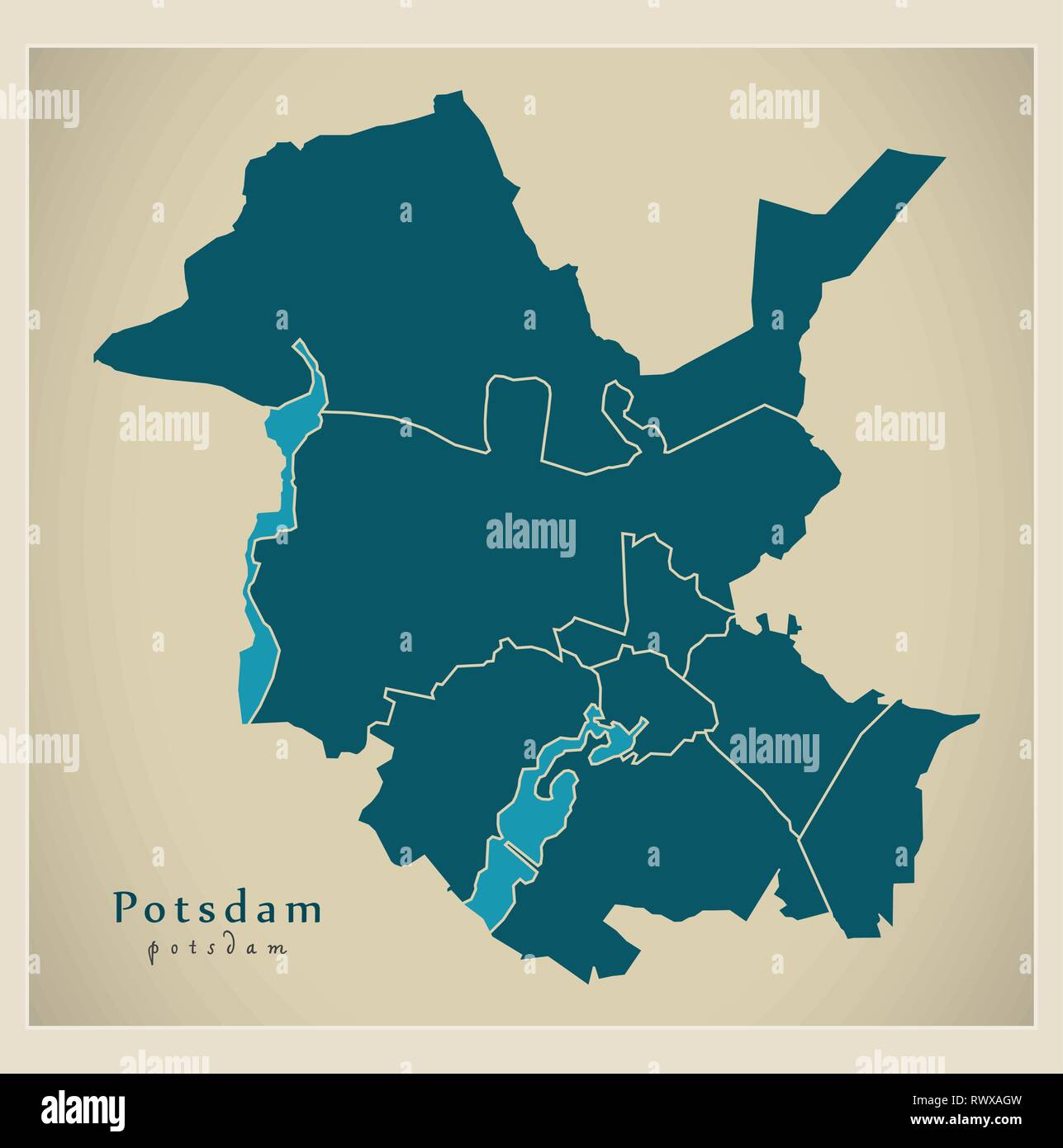Modern City Map - Potsdam city of Germany with boroughs DE Stock Vector ...